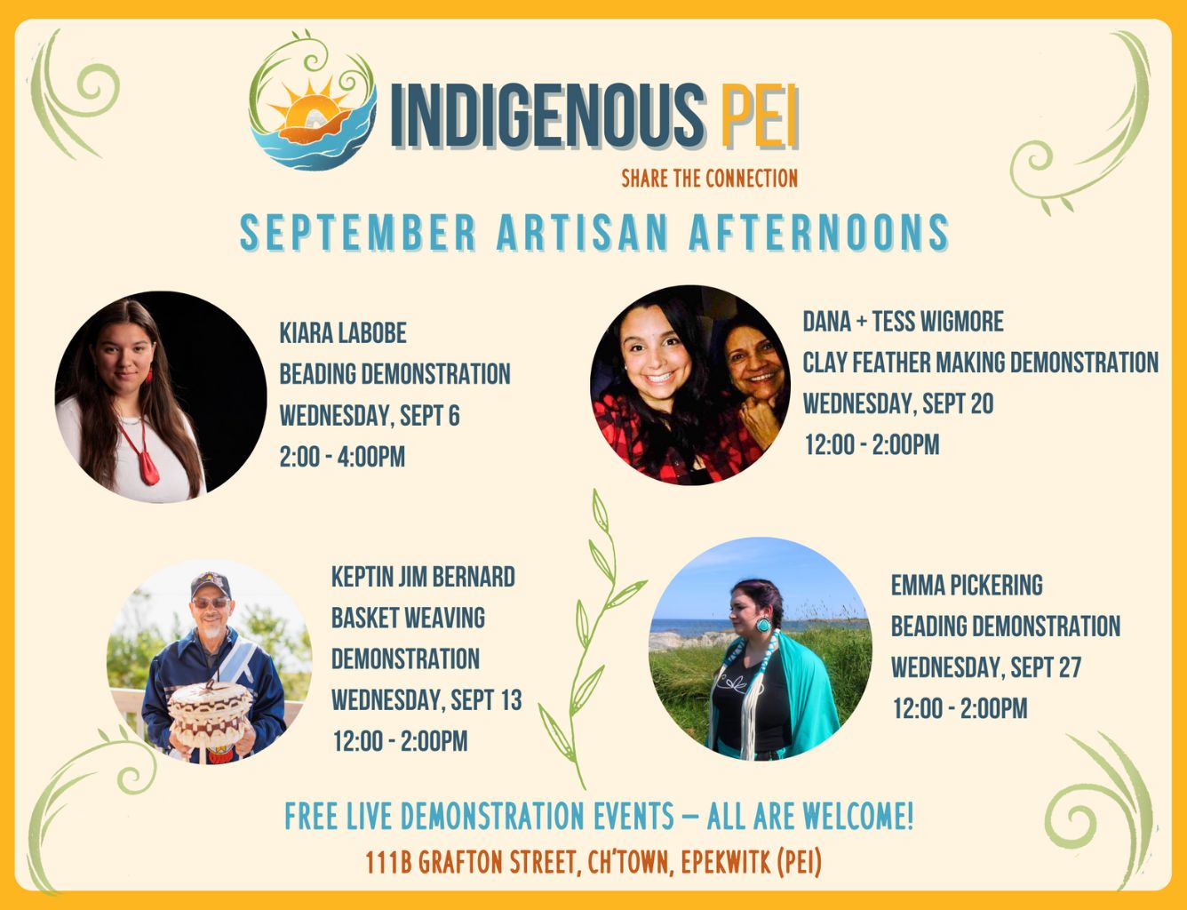 Indigenous Tourism PEI - September Artisan Afternoons - Indigenous ...
